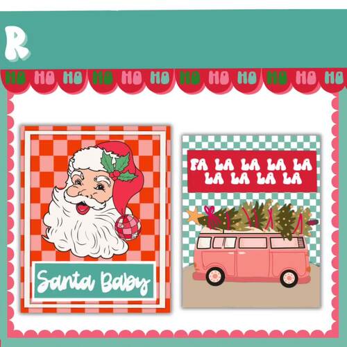 Retro Christmas Posters + Borders + Buntings | PDFs +JPGs + PNGs
