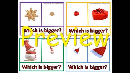 CHRISTMAS--Which is bigger? smaller? Task cards, worksheets with Real ...