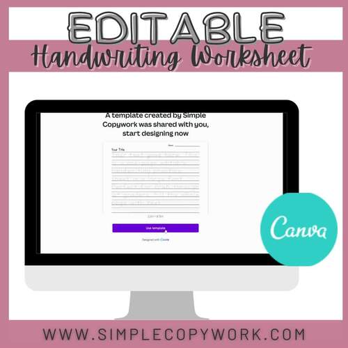 Editable Lined Writing Paper Tracing Font for PreK, K, 1st Grade in Canva