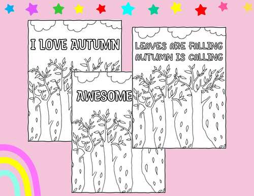 Printable Autumn Coloring Pages, Fall Coloring Worksheet, Autumn Worksheets