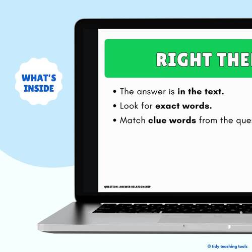 QAR Question-Answer Relationship Posters & Desk Mat | Asking & Answering