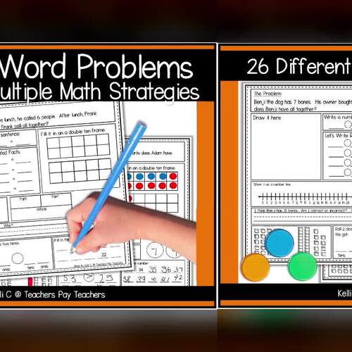 1st Grade Math Word Problems Addition CCSS Strategies Sums to 17 Teen ...
