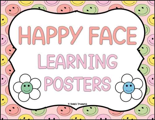 Happy Face Learning Cards/Posters *Editable* by Cindy's Treasures