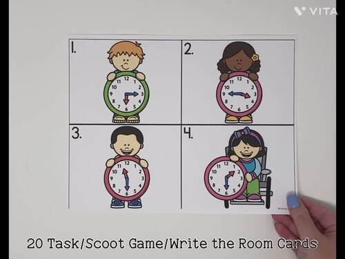 Telling Time to the Quarter Hour Scoot Game Task Cards Math Write the ...