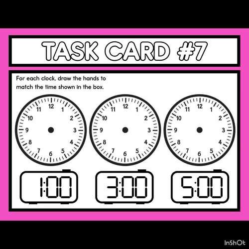 Telling Time to the Hour & Half-Hour Analog Clocks | Task Cards Bundle