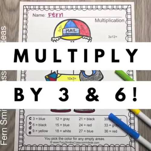 Multiply by 3 and 6 Color By Number by Fern Smith's Classroom Ideas