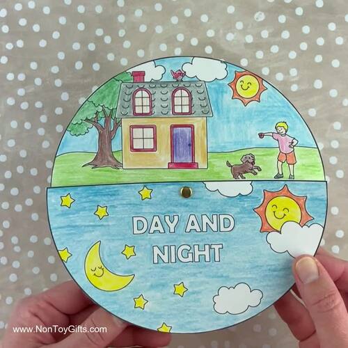 Day and Night Craft - Interactive Science Coloring Activity by Non-Toy ...