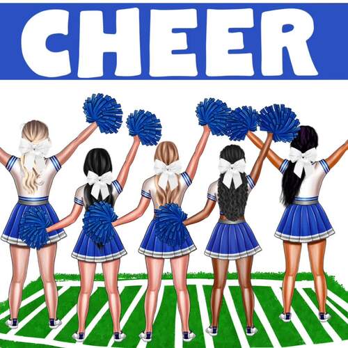 Royal Blue and White Cheerleader Clipart | Gift for Coach | Clinic ...