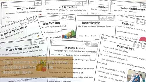 Fall Decodable Texts for 2nd Grade | Passages on Fall and Fall Holidays