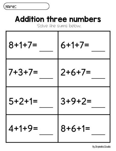 Adding three numbers worksheets and printables - make 20 first for ...