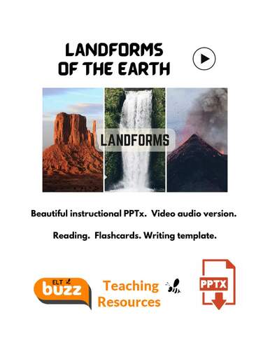 Landforms Of The Earth. Video. PPTx. Flashcards. Online. Vocabulary. ELA.