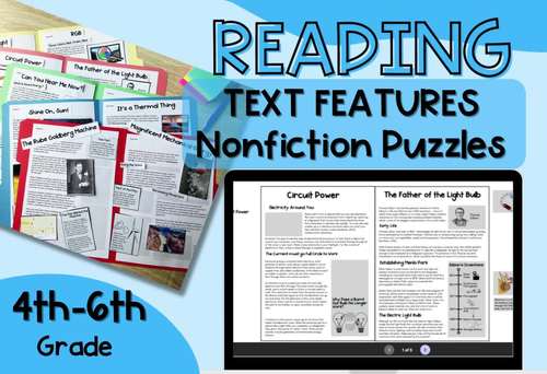 Nonfiction Text Features Puzzle Activities | Print and Digital Versions