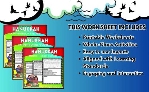 Hanukkah Reading Comprehension Worksheets | Festival of Lights | Grades 2–5