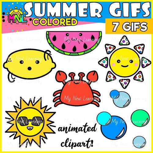 Summer GIFS Animated Clipart Set by My New Learning | TPT