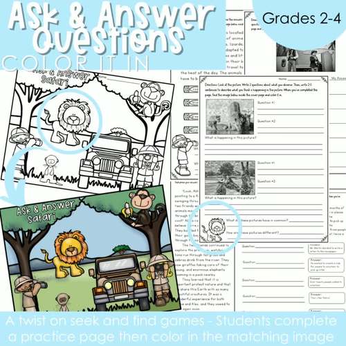 Asking and Answering Questions Worksheets - Color It In by Create ...