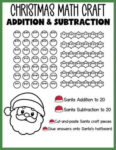 Christmas Math Addition & Subtraction to 20 Craft Bundle by Kidzvilly