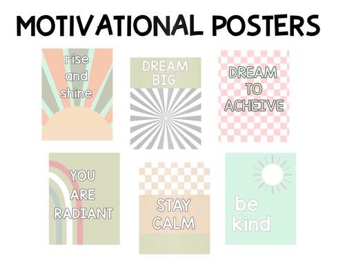 Printable Modern Calm Colors Classroom Motivational Posters, Editable ...