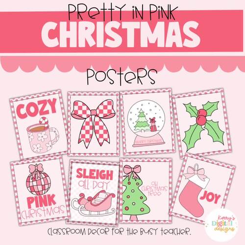 Pretty in Pink Christmas Posters by KerrysDigitalDesigns | TPT