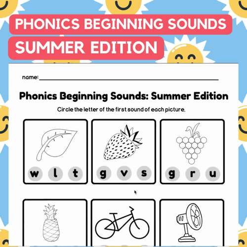 Beginning Sounds • Phonics Review Worksheets • Initial Sound Review ...
