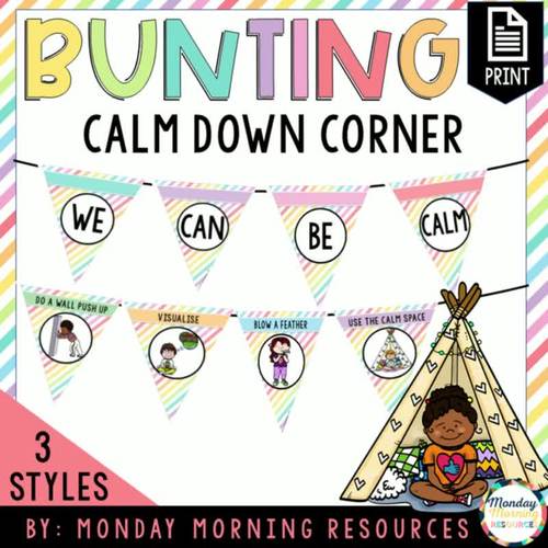 Calm Down Space Classroom Bunting - Student Coping Strategies Visuals