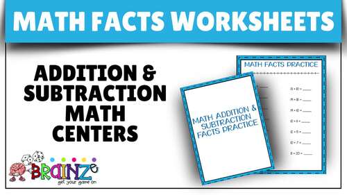 Addition and Subtraction Worksheets Within 20 | Math Facts | Math Centers