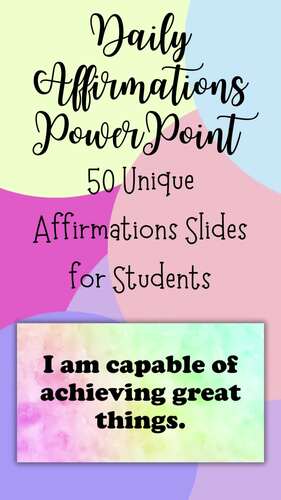 Daily Affirmations PowerPoint-50 Unique Affirmations for your Morning ...