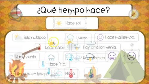 Weather EL TIEMPO Camping Theme PowerPoint Spanish Weather Vocabulary