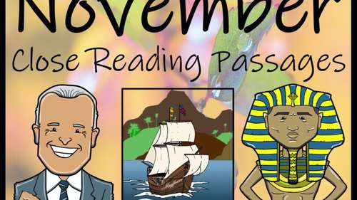 November Close Reading Comprehension Passages | 3rd Grade & 4th Grade