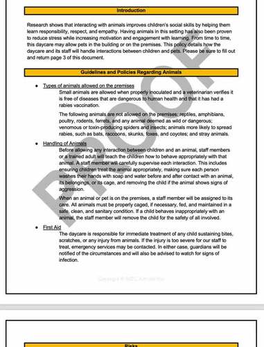 Animal Policy and Authorization Form by Admin 4 You | TPT