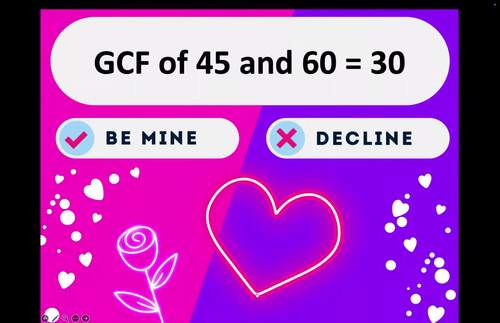 Valentines Factors & Multiples Worksheet Game Puzzles Middle School ...