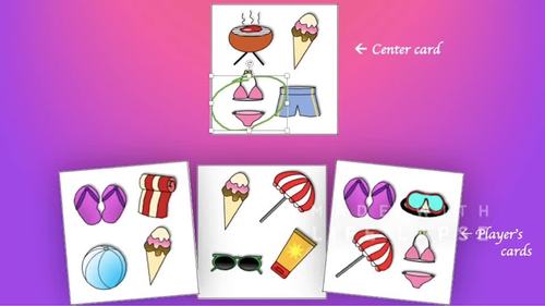 Summer Words Game Spot it to Practice Vocabulary by The ESL Educator