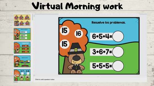 Digital morning work November week 4 Google Slides - Spanish | TPT