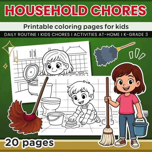 Household Chores Coloring Pages , Fun Daily Routine Activities ...