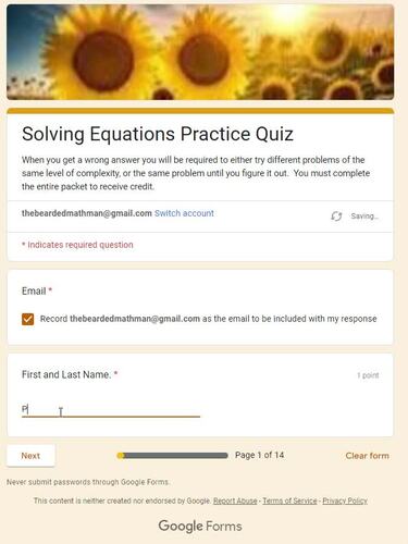 Solving Equations Self-Grading and Responsive - Google Forms | TPT