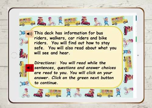 Reading Comprehension: Ways to Go to School - Audio (Boom Cards)