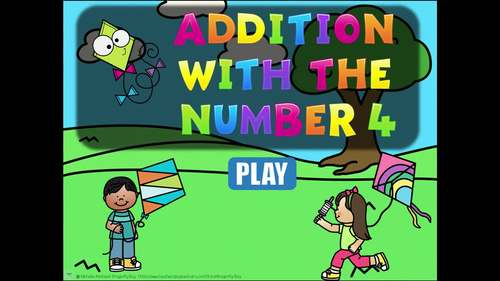 ANIMATED Spring Addition Facts with 4's PowerPoint & Google Digital Game