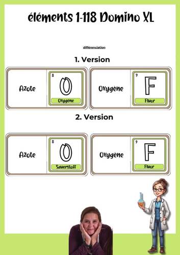 French: XL - Domino des éléments chimiques | Jeu de chimie | Elements Game