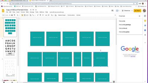 Printable Visual Art Poster: ABCs of Female Artists, Google Slide Editable