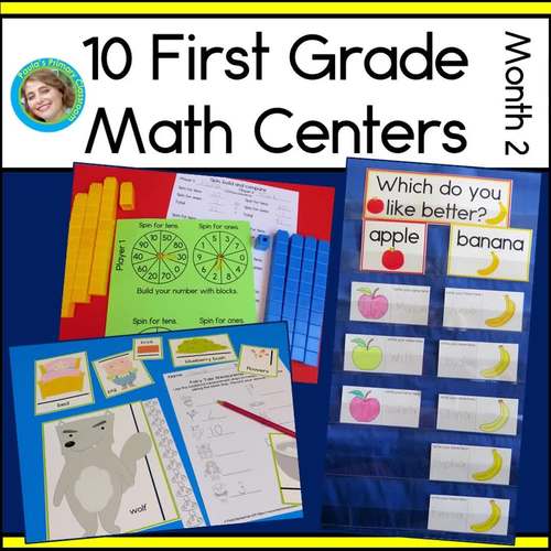 First Grade Math Centers Month 2 Bundle by Paula's Primary Classroom