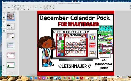 2025 December Calendar and Math Pack for Smartboard by Leigh Majer