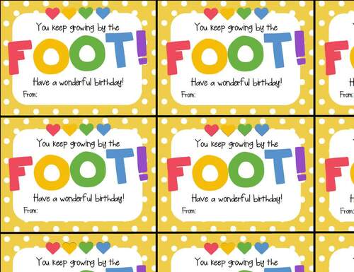 Cute Fruit By The Foot Birthday Gift Tag- You keep growing by the foot!