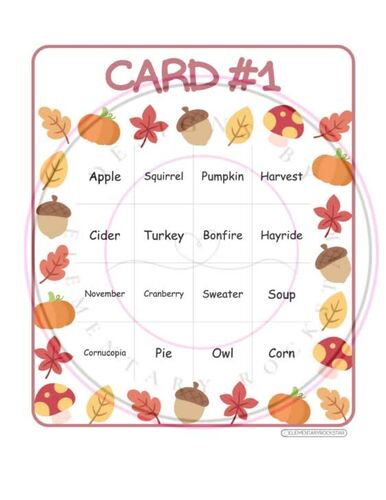 Autumn-themed Bingo Game - Print and Play Activity Pack/Class Party Game