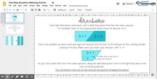 Slope Formula DIGITAL Matching Activity for Google Drive Distance Learning