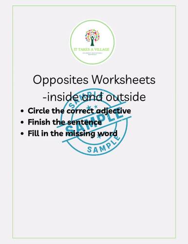 Opposites- Inside + Outside -Flashcards +Worksheets BUNDLE (ABLLS-R C24 ...