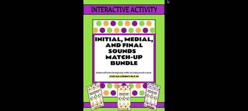 Initial Medial Final Sounds Digital Bundle by Inspire Ignite and Instill