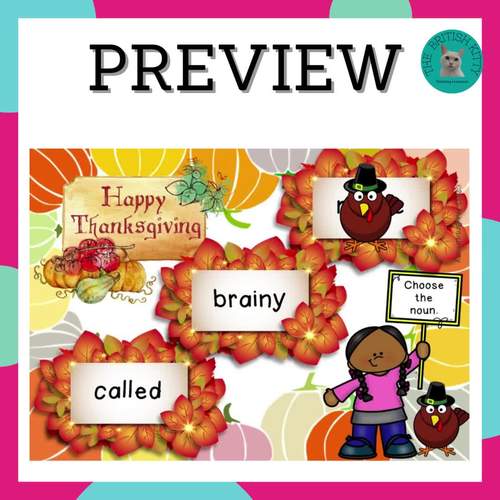 Thanksgiving Nouns Verbs Adjectives Boom™ Cards by The British Kitty