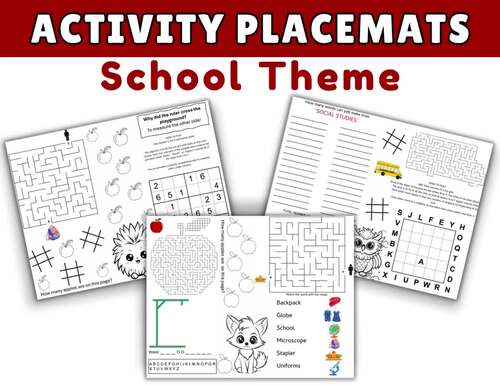 Back-to-School Activity Placemats – 12 Printable School-Themed Mats