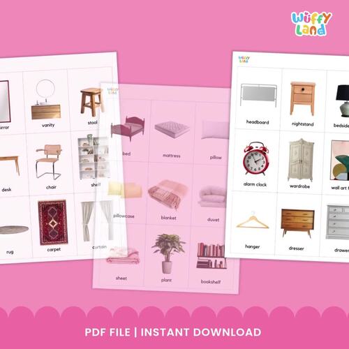 Things in Bedroom Flashcards – 45 Household Vocabulary Cards with Real ...