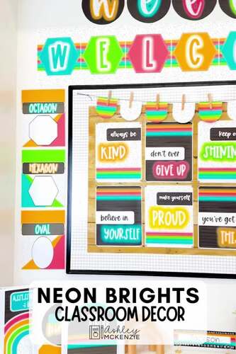 Neon Brights Classroom Decor Bundle | Editable Classroom Decor | TPT