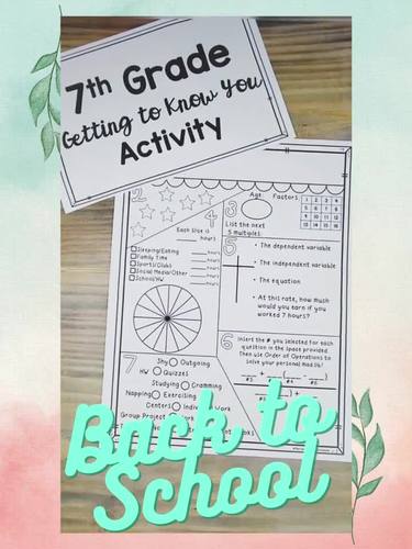 7th Grade Back to School Math Activity by Tiarra's Teaching Techniques